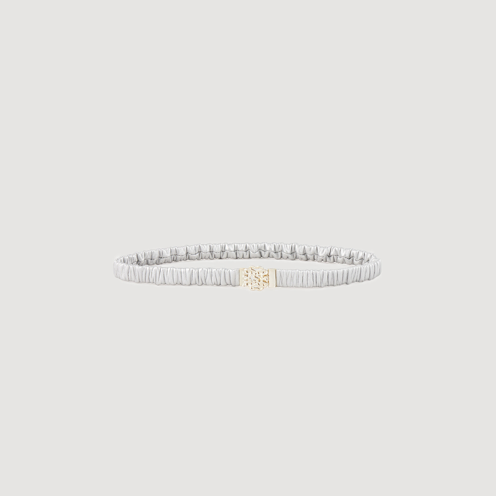 Elasticated leather belt black / gray For Women | Sandro Paris Elasticated leather belt black / gray For Women | Sandro Paris
