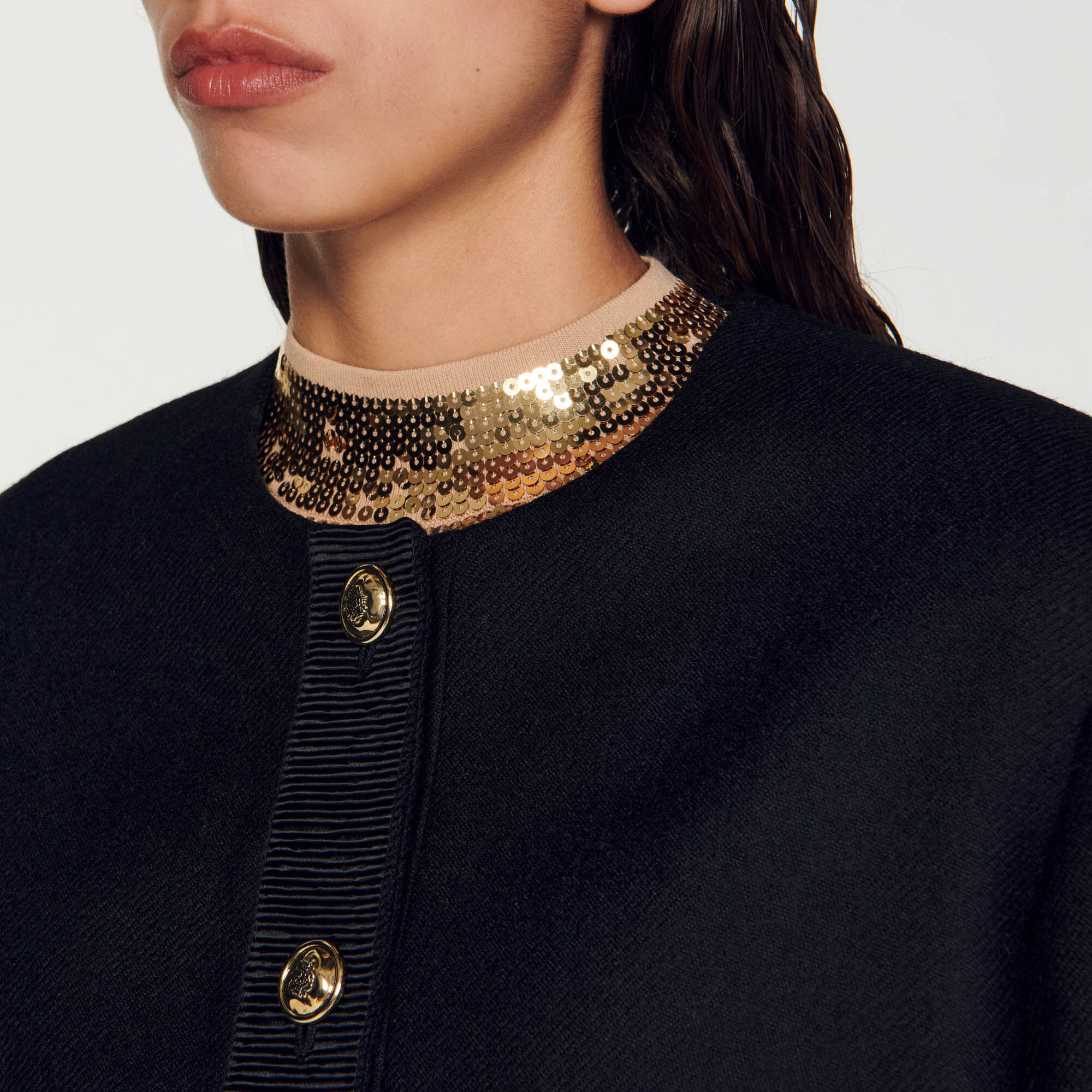 Cropped jacket Black / Gray | Sandro Paris