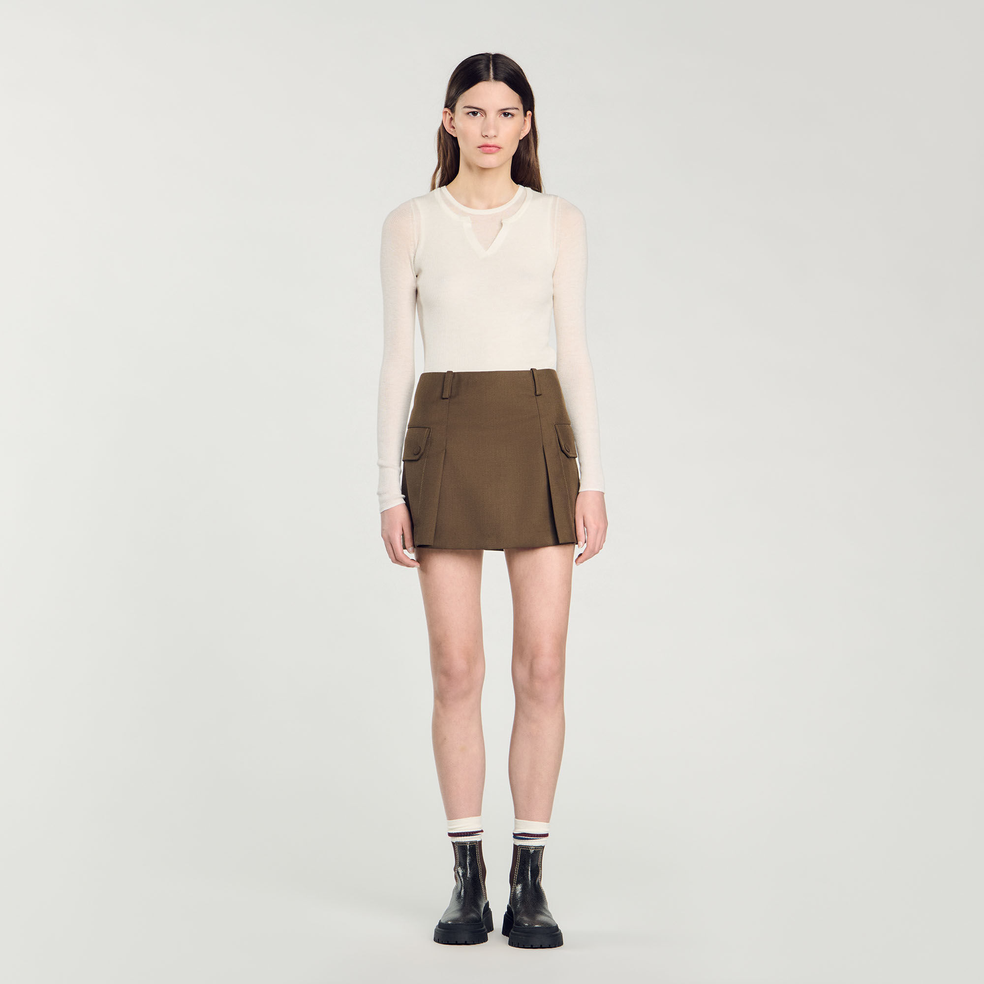 Wool Layered Effect Sweater white / beige For Women | Sandro Wool Layered Effect Sweater white / beige For Women | Sandro
