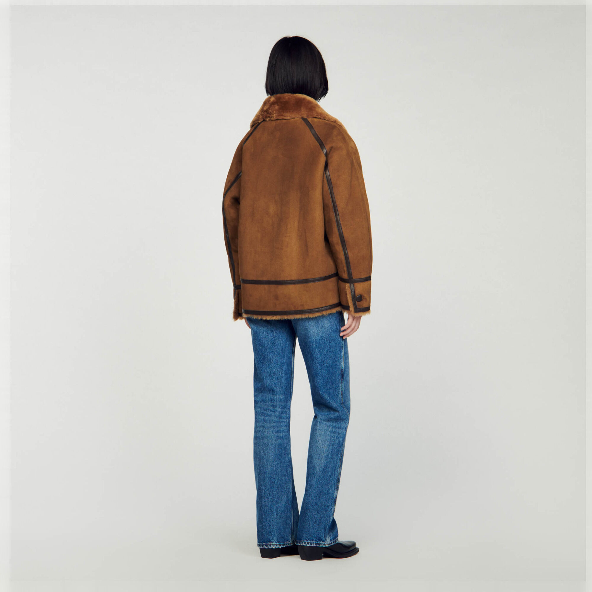 Shearling coat Natural | Sandro Paris