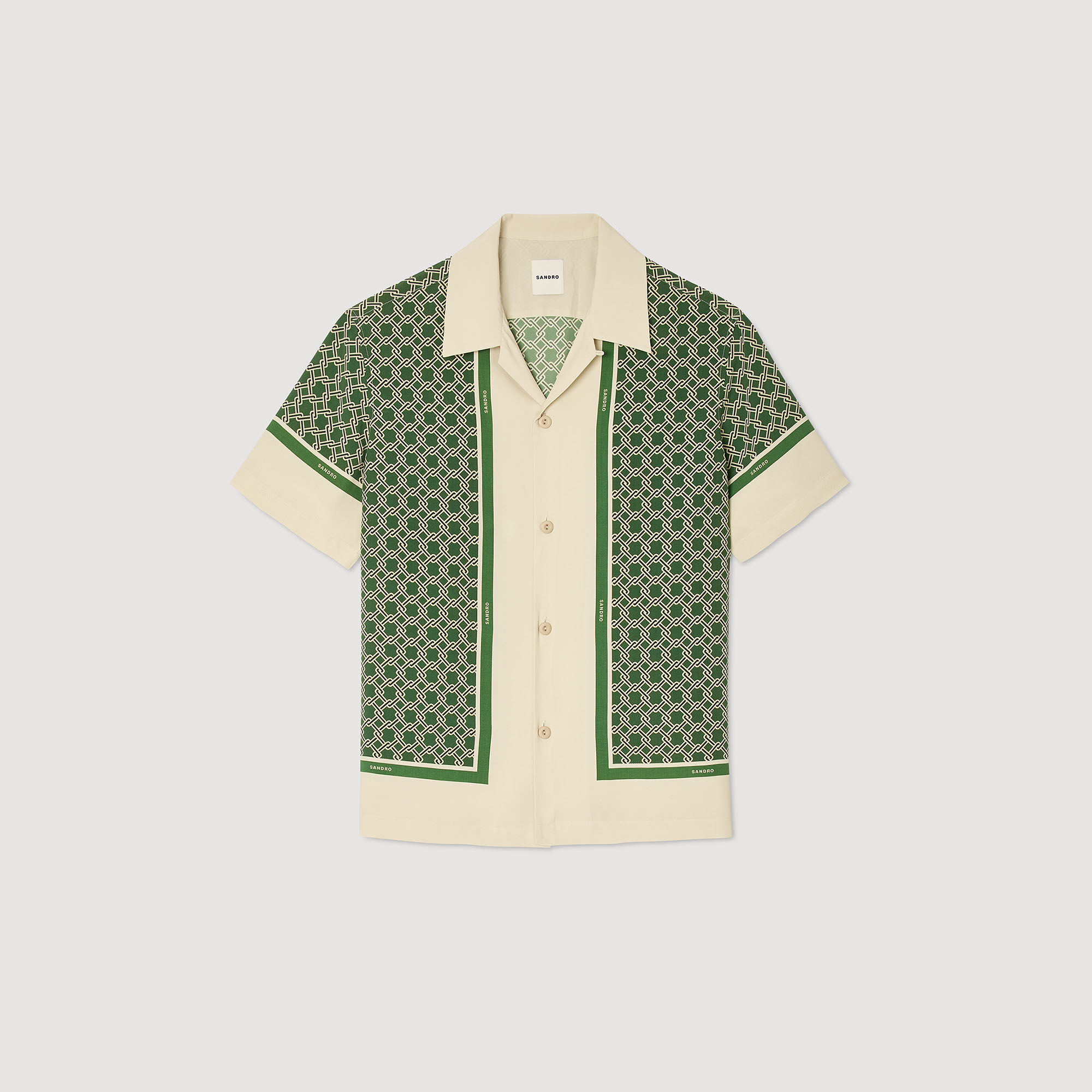 Short-sleeved patterned shirt green for Men | Sandro Paris Short-sleeved patterned shirt green for Men | Sandro Paris