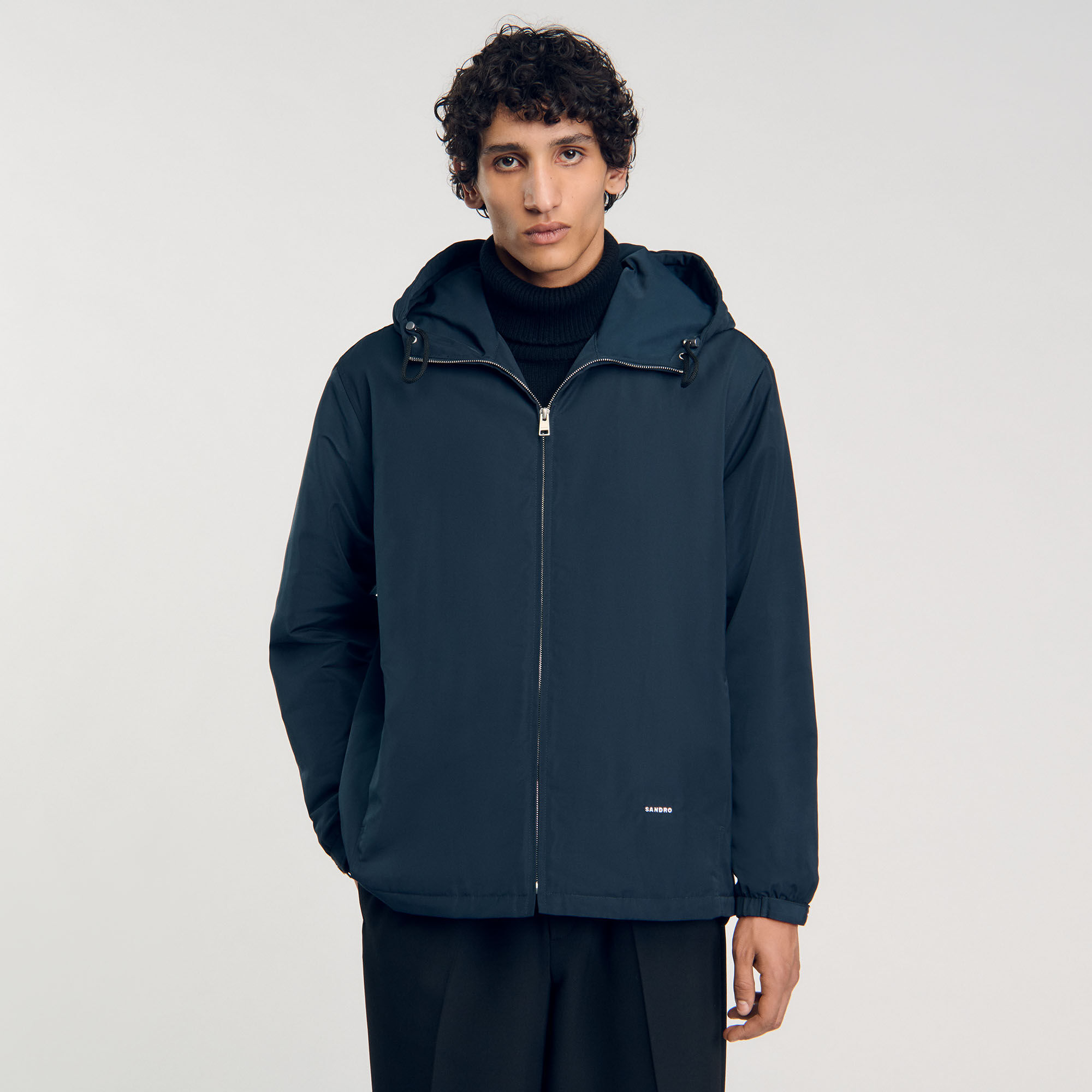 Hooded jacket blue for Men | Sandro Paris Hooded jacket blue for Men | Sandro Paris