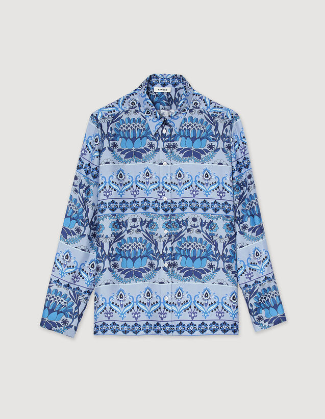 Lazuli Printed silk shirt - Tops & Shirts | Sandro Paris Lazuli Printed silk shirt - Tops & Shirts | Sandro Paris
