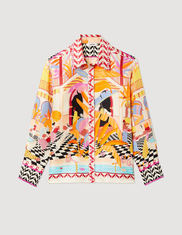 Printed silk shirt - Tops & Shirts | Sandro Paris Printed silk shirt - Tops & Shirts | Sandro Paris