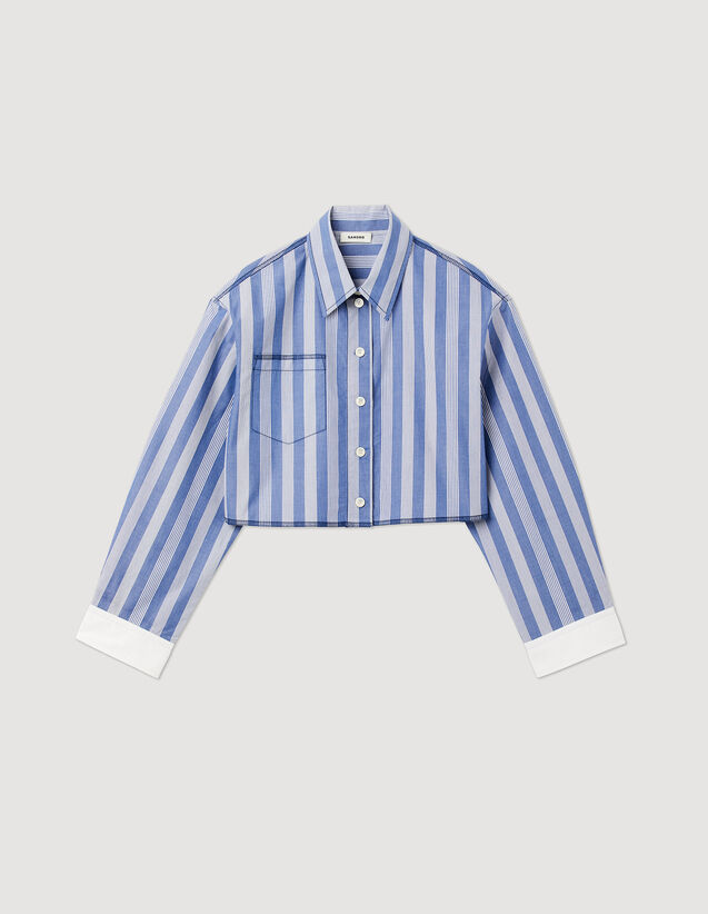 Warsy Cropped striped shirt - Tops & Shirts | Sandro Paris Warsy Cropped striped shirt - Tops & Shirts | Sandro Paris