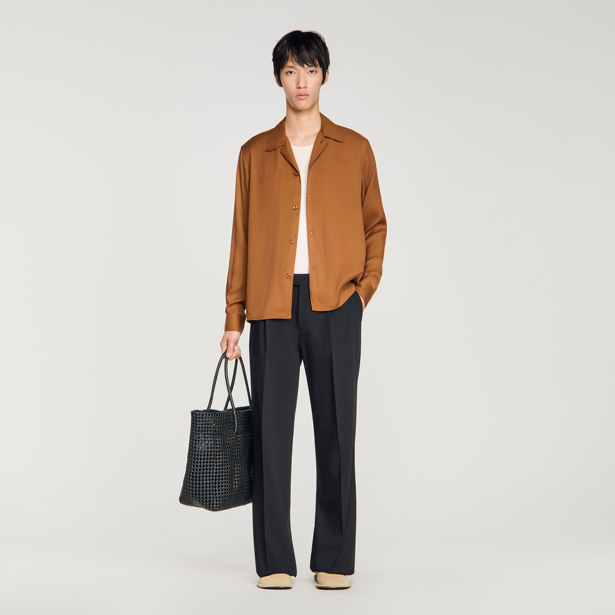 Flowy shirt in white for Men | Sandro Paris