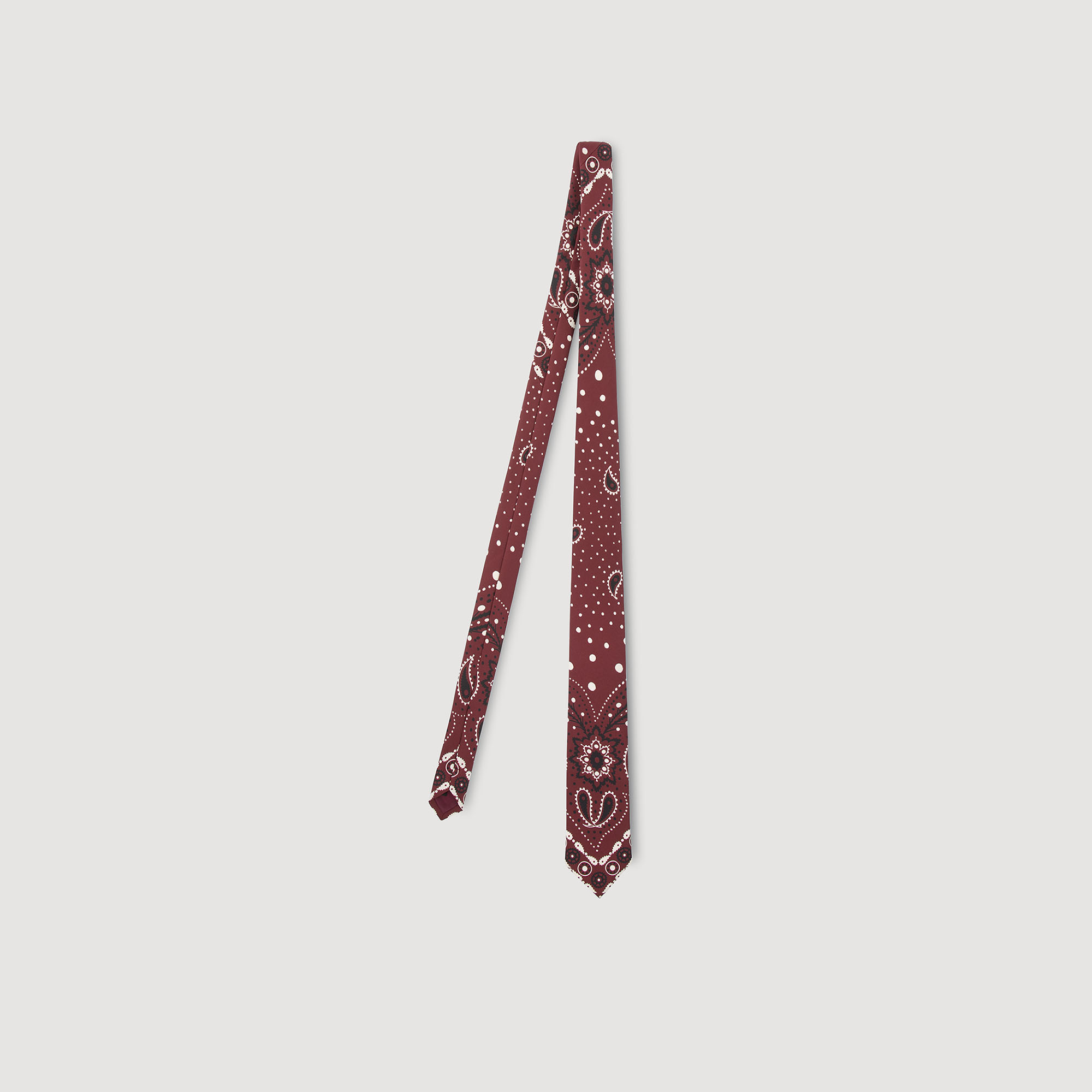 Silk paisley print tie in Bordeaux for Women | Sandro Paris